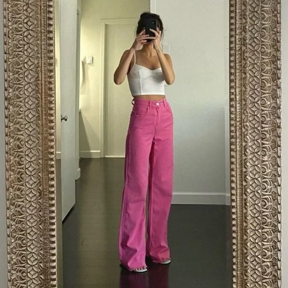 Zara | Jeans | Zara Pink Wide Leg Jeans 4 | Poshmark